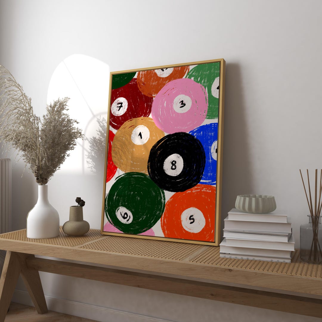 Pool Balls Art Print Poster, Vintage Food Print, Trendy Retro Print ...