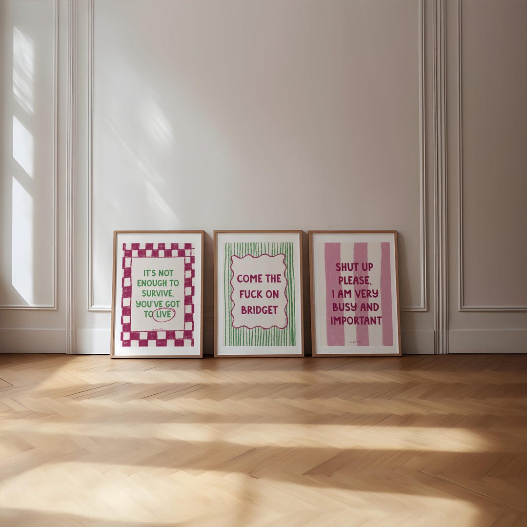 Bridget Set of 3 Art Prints, Whimsical Movie Quotes, Bedroom Decor ...