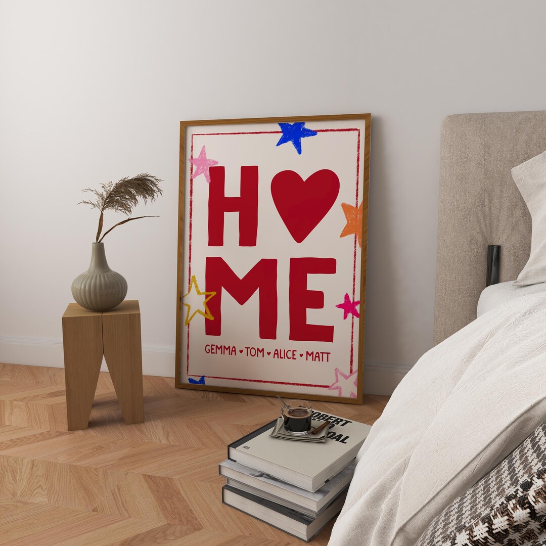 Personalized Home Sweet Home Art Print, Retro Decor - Etsy