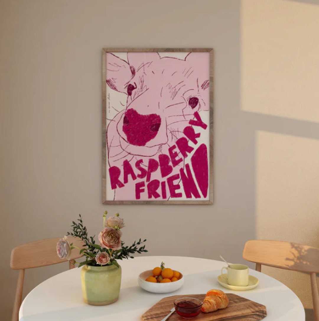 Raspberry Friend Art Print Poster, Vintage Print, Trendy Retro Print ...