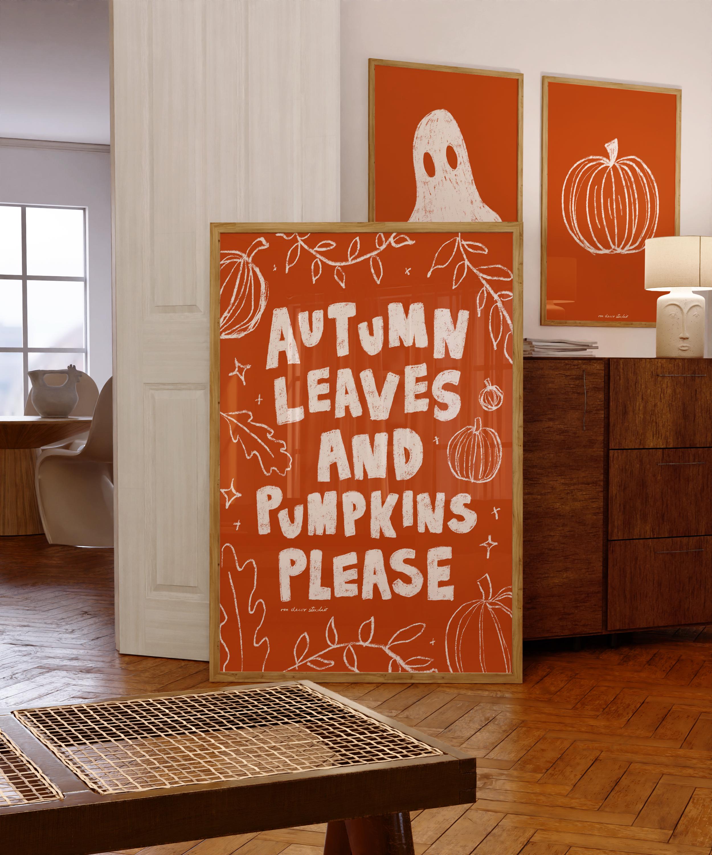 Autumn Leaves and Pumpkins Please Print, Vintage Halloween Decor - Etsy