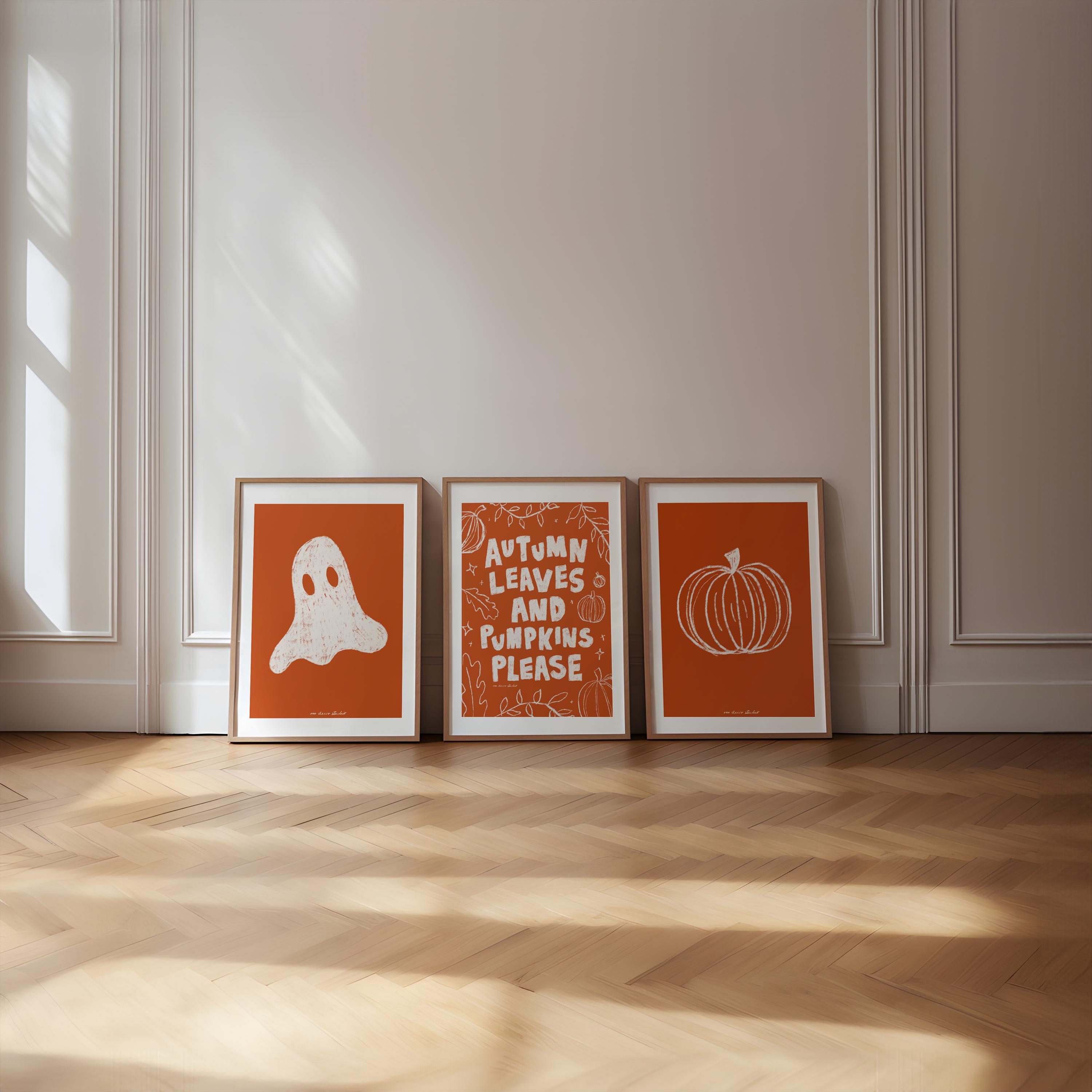 Autumn Orange Prints Set of 3 Posters, Vintage Pumpkin Print, Trendy ...