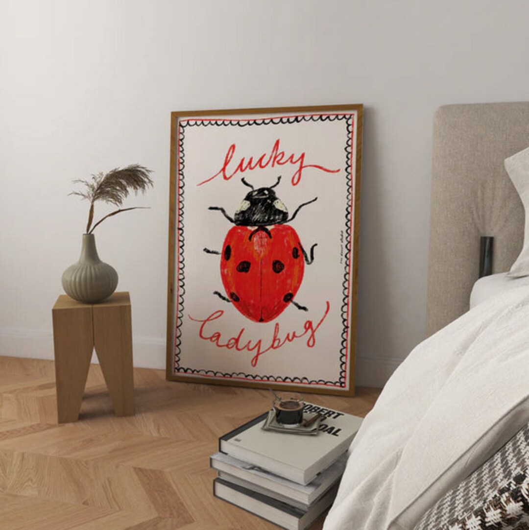 Lucky Ladybug Art Print Poster, Vintage Food Print, Trendy Retro Print ...