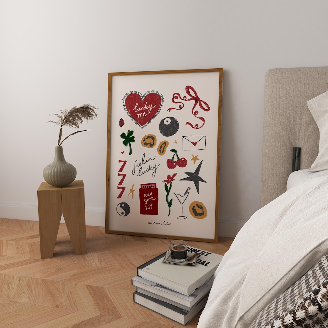 Lucky Me Collage Art Print Poster, Lucky Charms Print, Lucky You ...