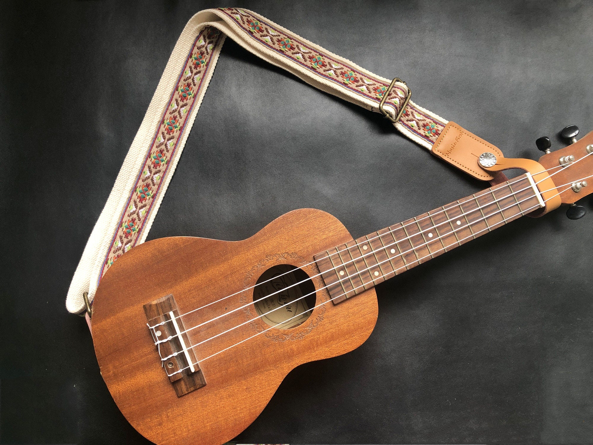 Best Embroidered Ukulele Strap White Shoulder Strap for - Etsy