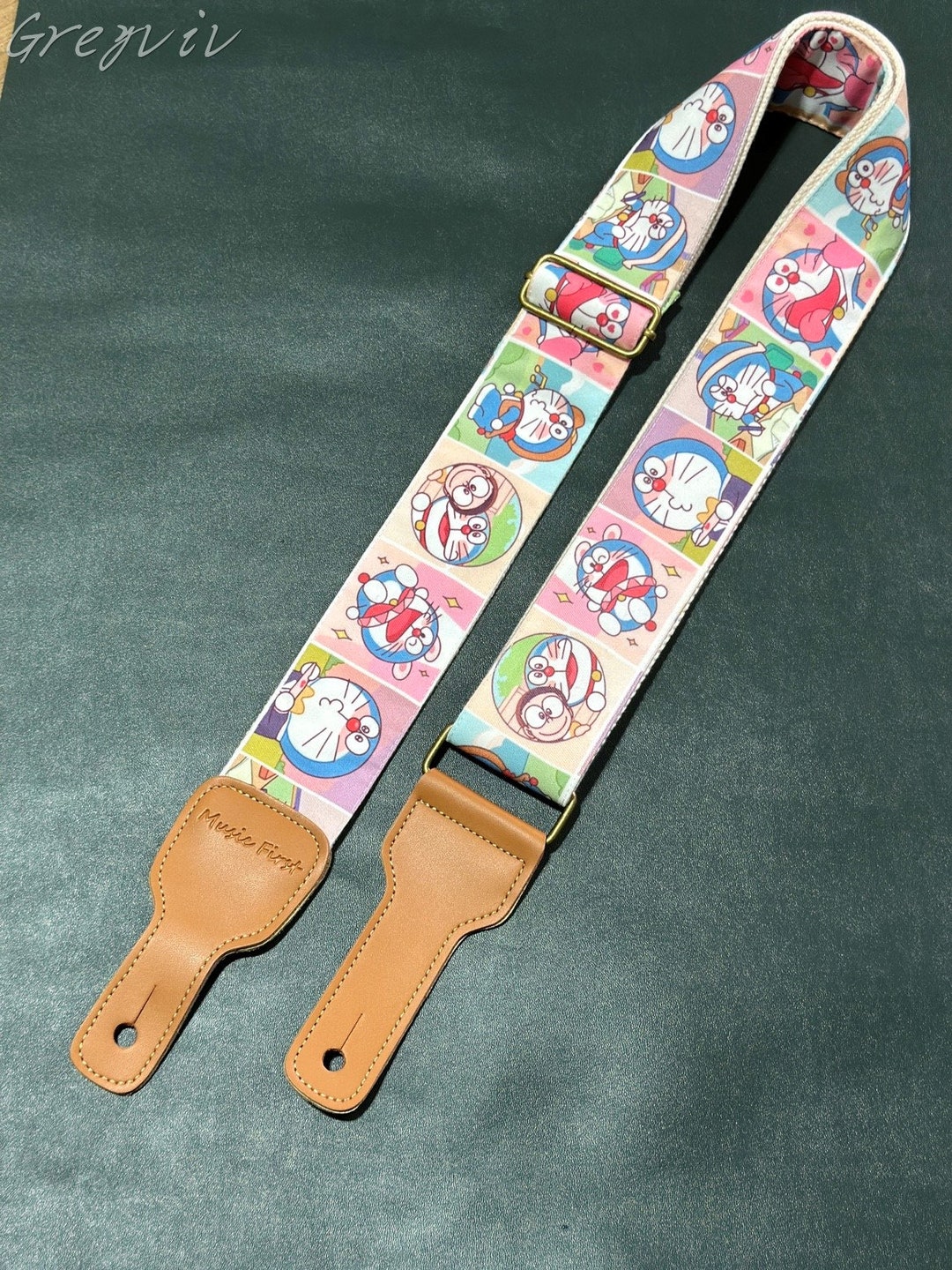 Cute Blue Fat Cat Guitar Strap Personalised Cartoon Guitar Strap for ...