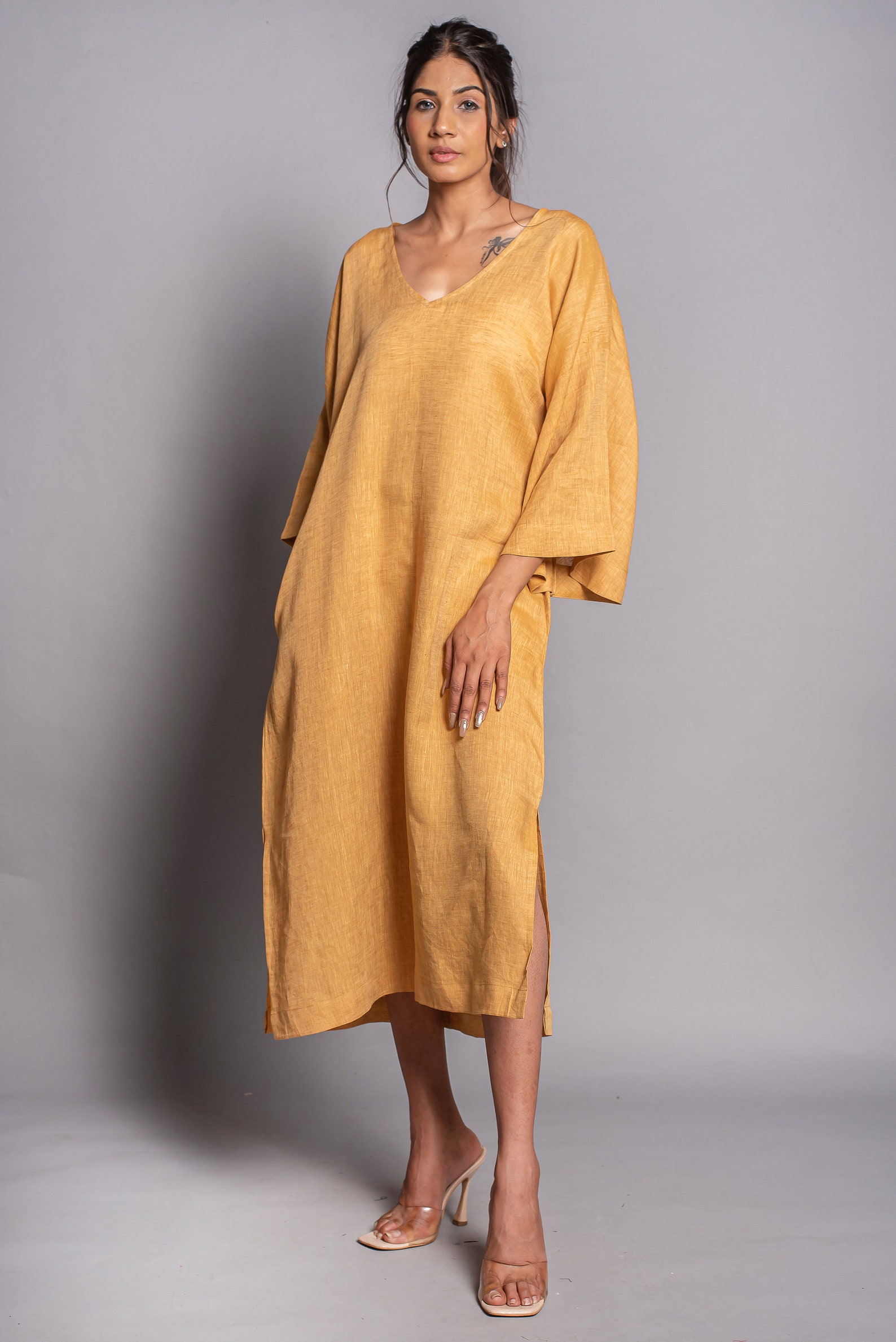 Linen Dress, Midi Linen Dress, Midi Dress With Side Pockets,midi Dress ...