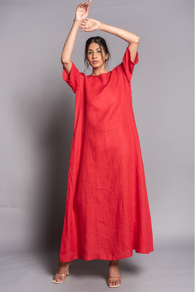 Linen Red Dress Cocktail Dress Linen Dress for Women Linen - Etsy