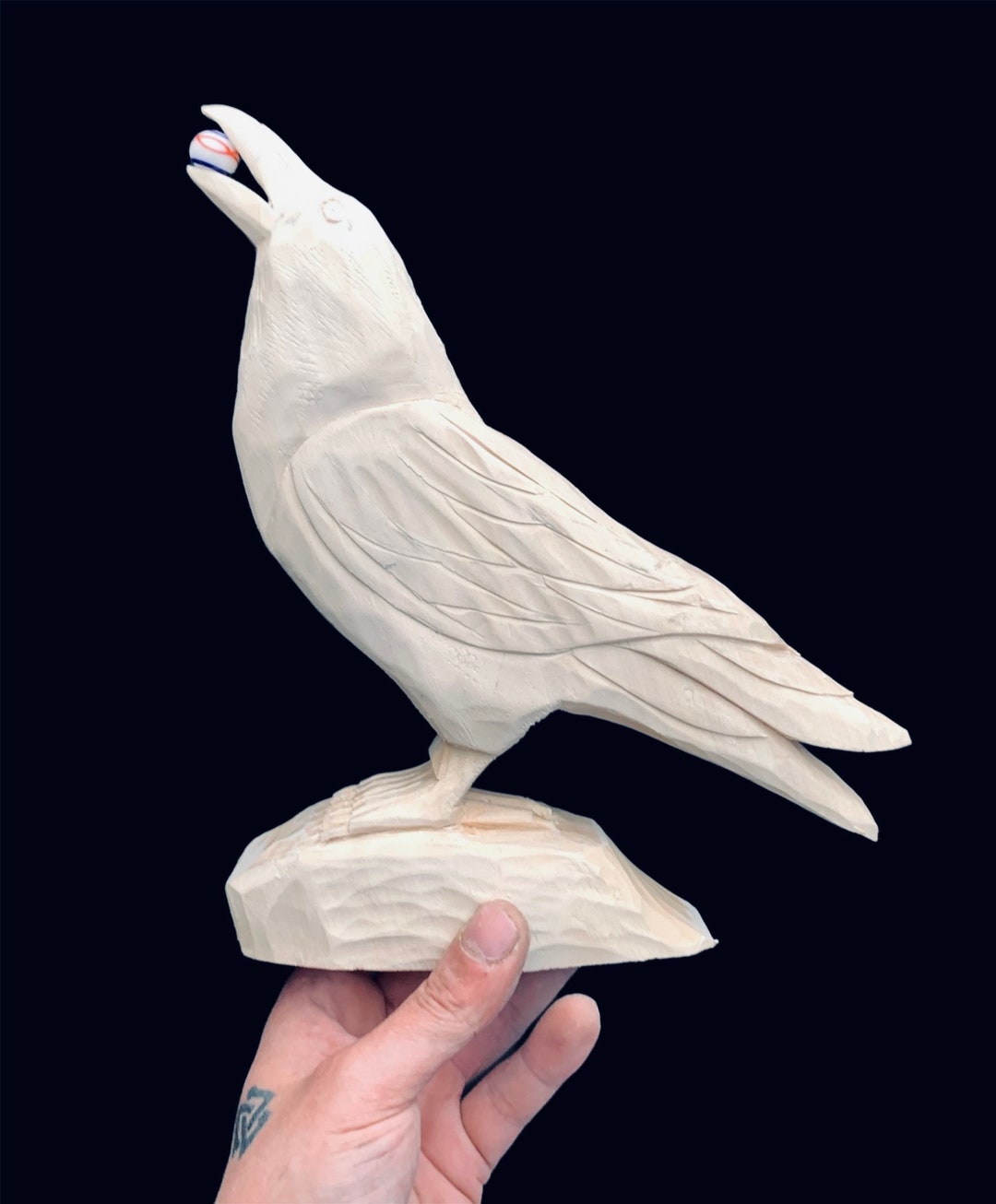 Raven Hand Made Wood Art Raven Statue Hugin or Munin - Etsy