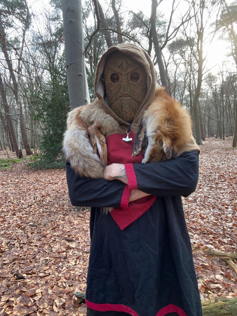 Tyr Wooden Mask – One of a Kind Norse Warrior Mask | Hand Carved Oak ...