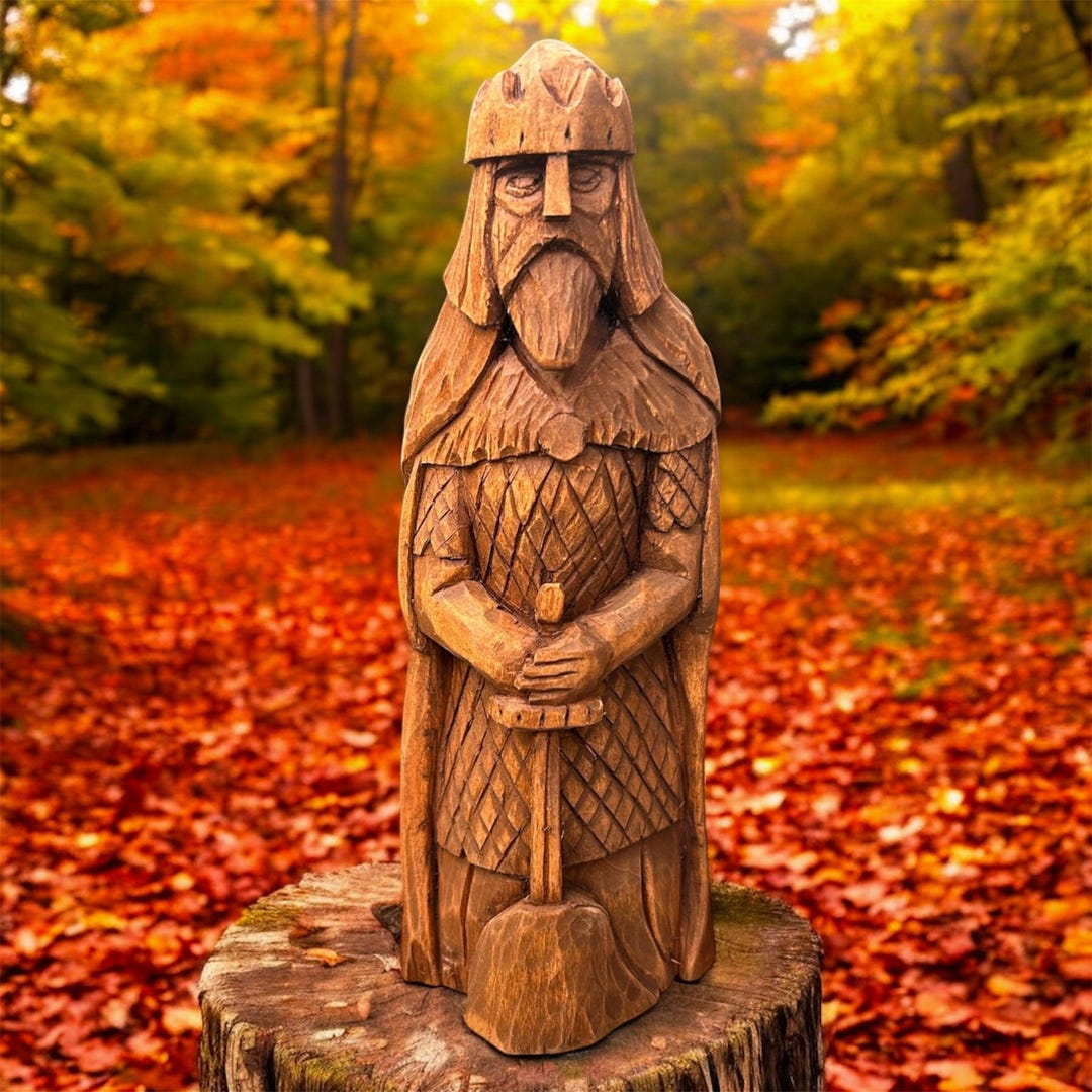 Tyr God of War Justice Bravery Figurine Statue Wood Art Hand Made Altar ...
