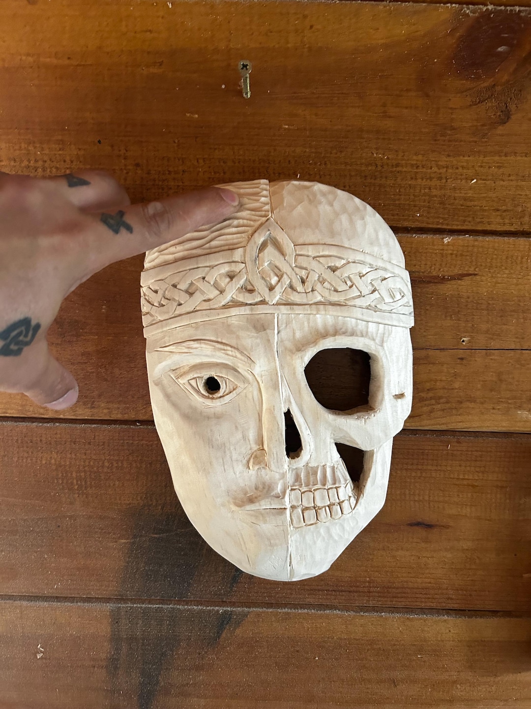 Hel Hand Carved Birch Wood Hel Mask: Norse Pagan Art, Wearable - Etsy