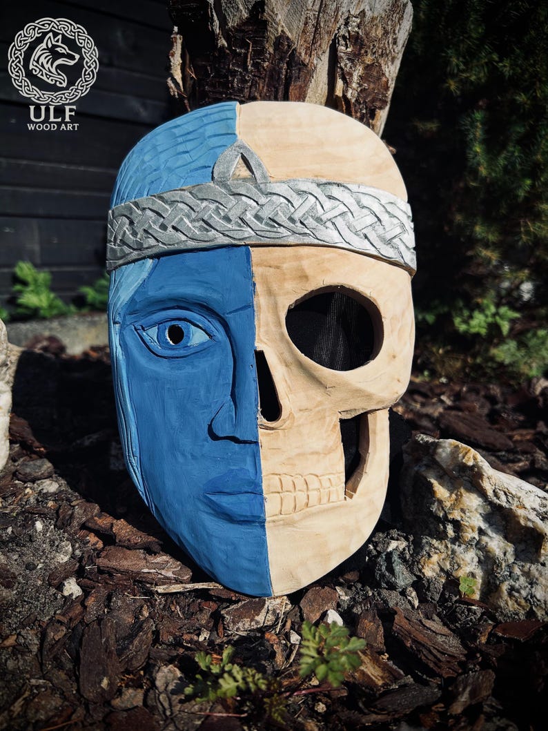 Hel Hand Carved Birch Wood Hel Mask: Norse Pagan Art, Wearable - Etsy