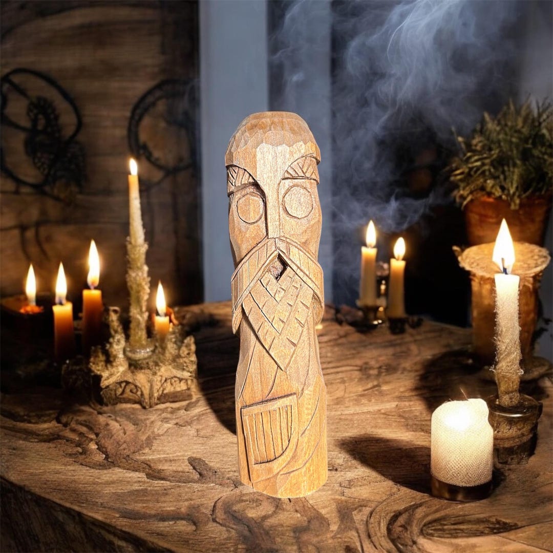 Bragi Norse God Statue: Viking Altar Wood Art (18cm) - Etsy