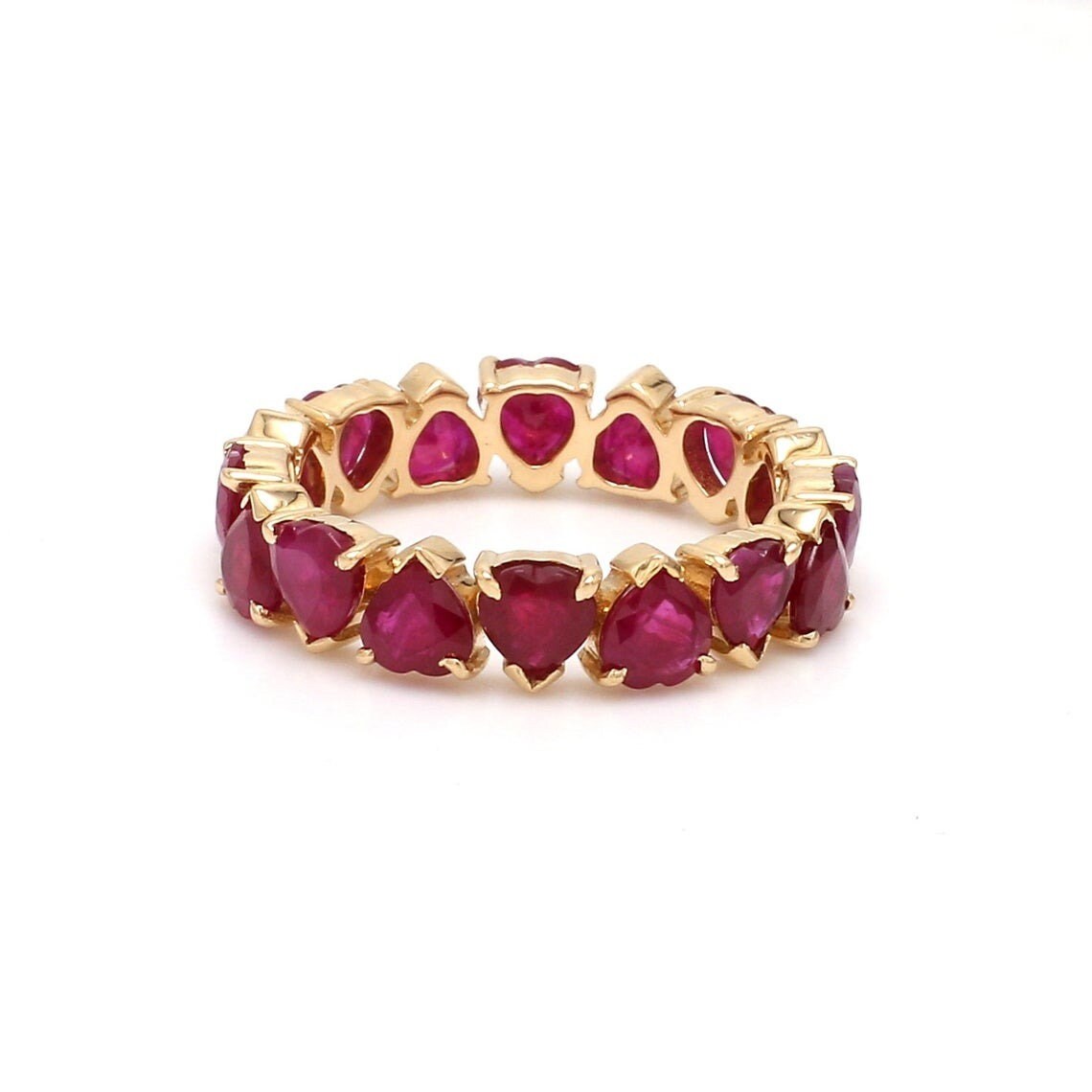 Full Eternity Ruby Wedding Band, Gold Plated Ruby Band, July Birthstone ...