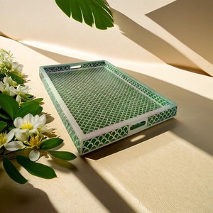 Bone Inlay Handmade Custom Made Fish Scale Pattern Serving Tray for ...