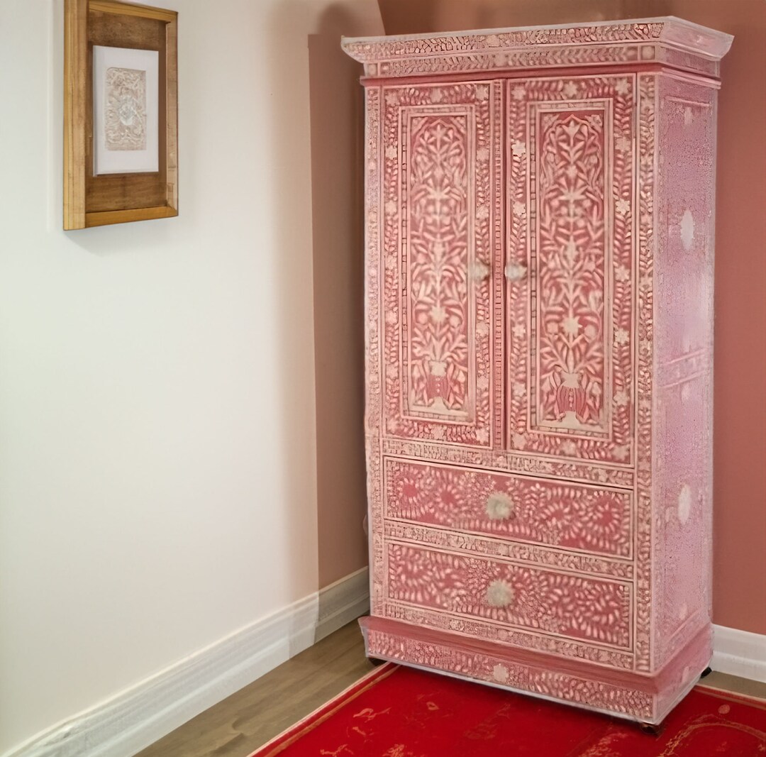 Handmade Customized Bone Inlay Wardrobe / Almirah Best for Home Decor ...
