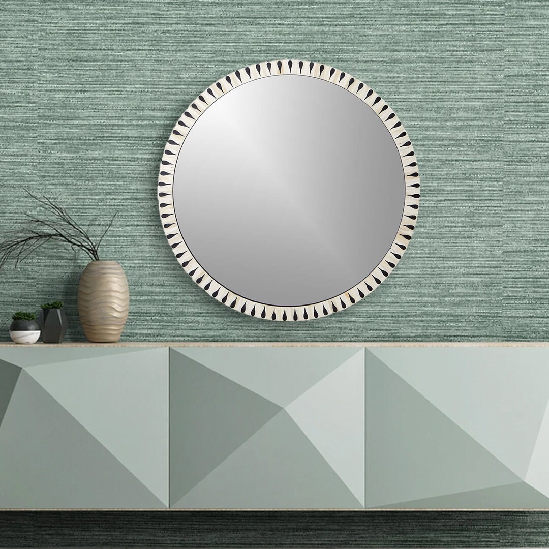 Handmade Bone Inlay Round Mirror Frame With Complementary Mirror for ...