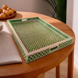 Bone Inlay Handmade Custom Made Fish Scale Pattern Serving Tray for ...