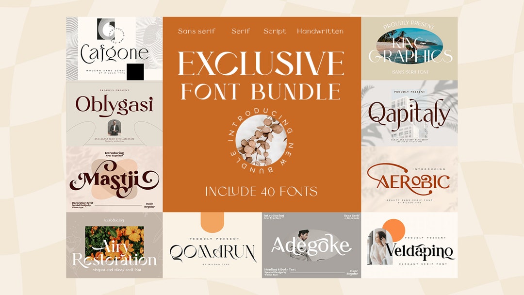 Exclusive Font Bundle procreate Prints Vintage Canva Fonts Cricut ...