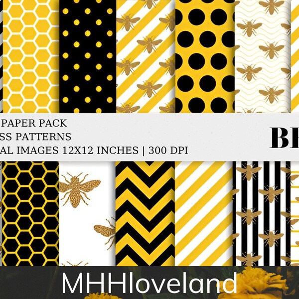 Bee Digital Paper - Etsy