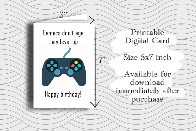 Gamer Printable Birthday Card Digital Greeting Card MP201 - Etsy
