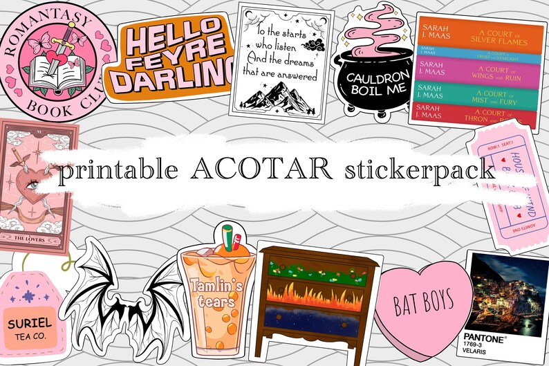 ACOTAR Printable Stickers Acotar Stickers Digital Kindle Stickers ...