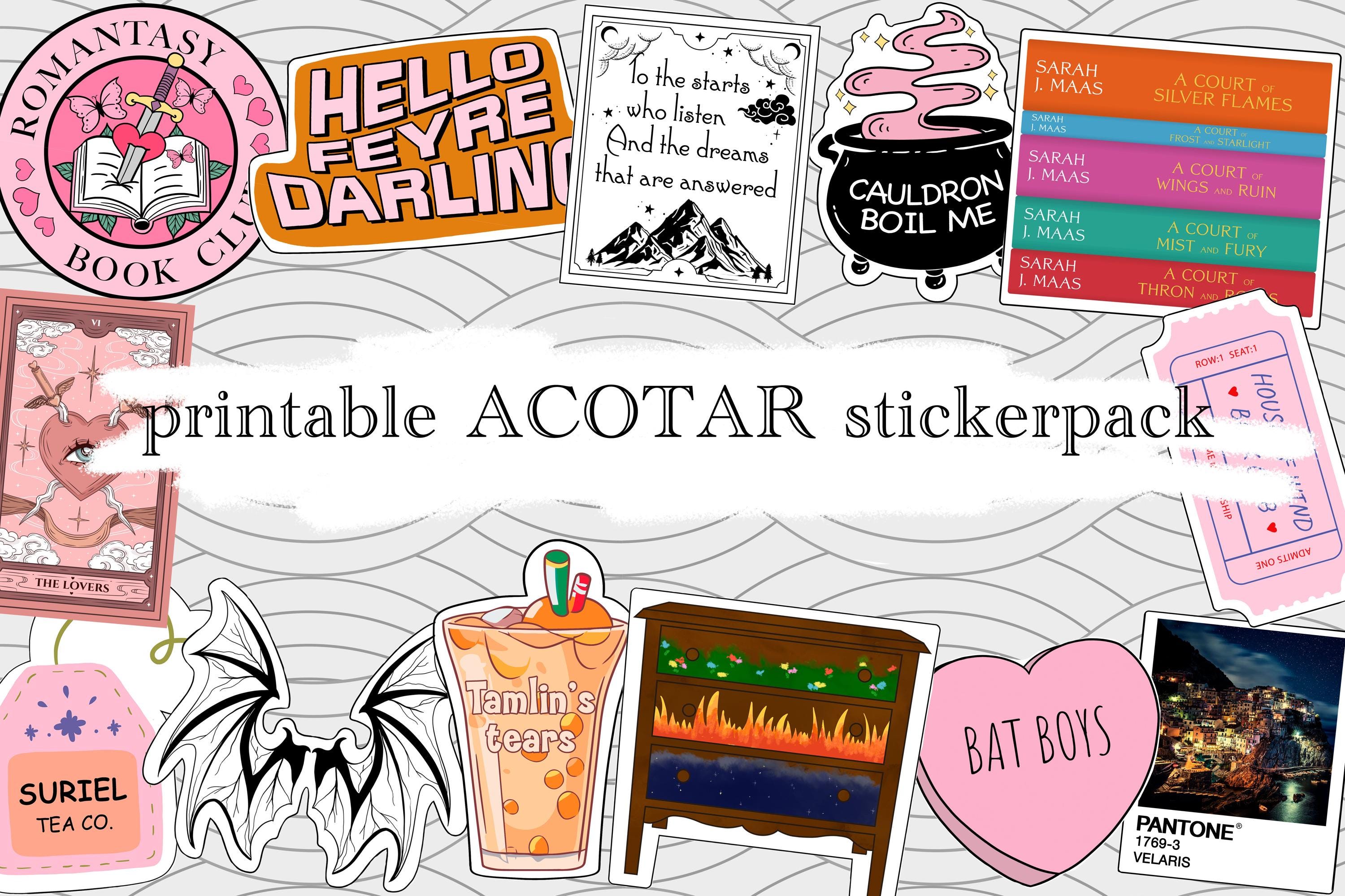 ACOTAR Printable Stickers Acotar Stickers Digital Kindle Stickers ...