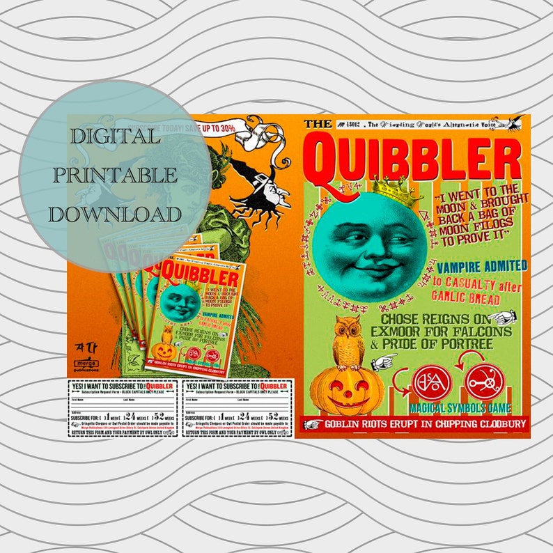 The Quibbler Printable Card Magic Newspaper Digital Card Christmas Card ...