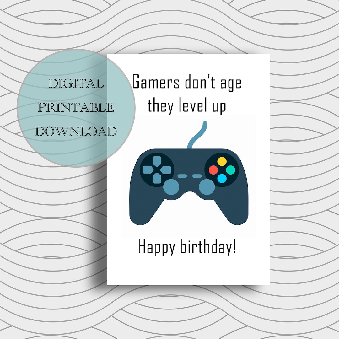 Gamer Printable Birthday Card Digital Greeting Card MP201 - Etsy