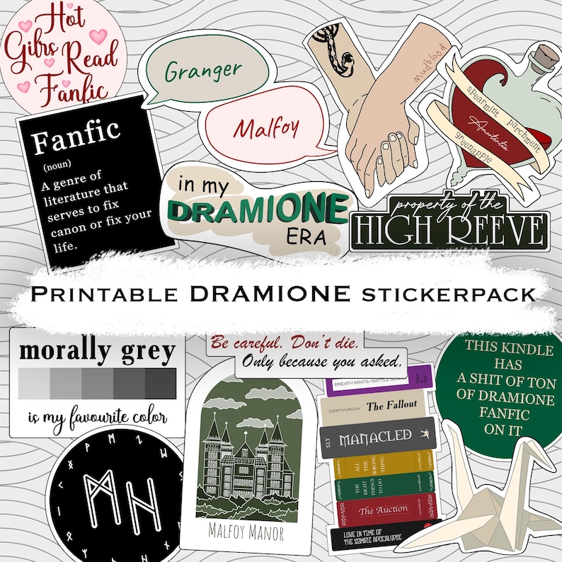Dramione Stickers Printable Manacled Fanfic Dramione Digital Stickers ...