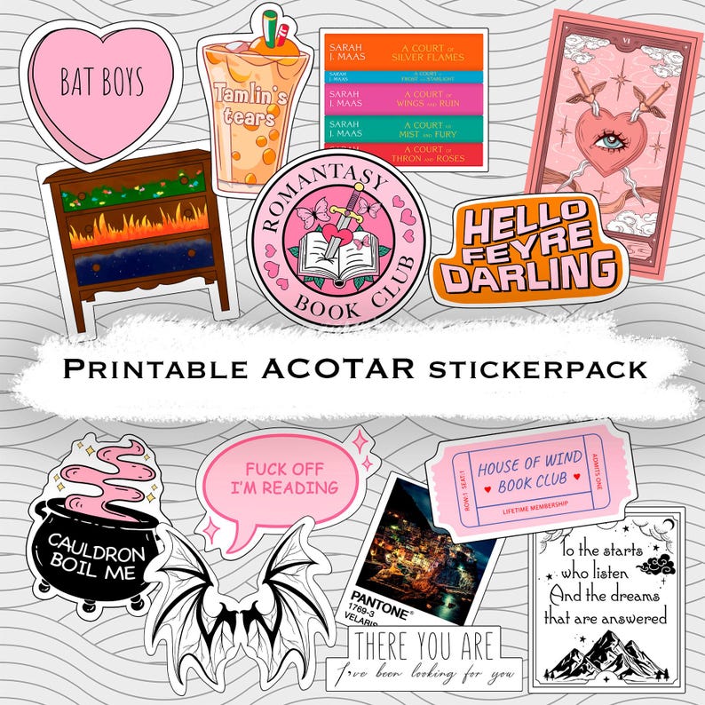 ACOTAR Printable Stickers Acotar Stickers Digital Kindle Stickers ...