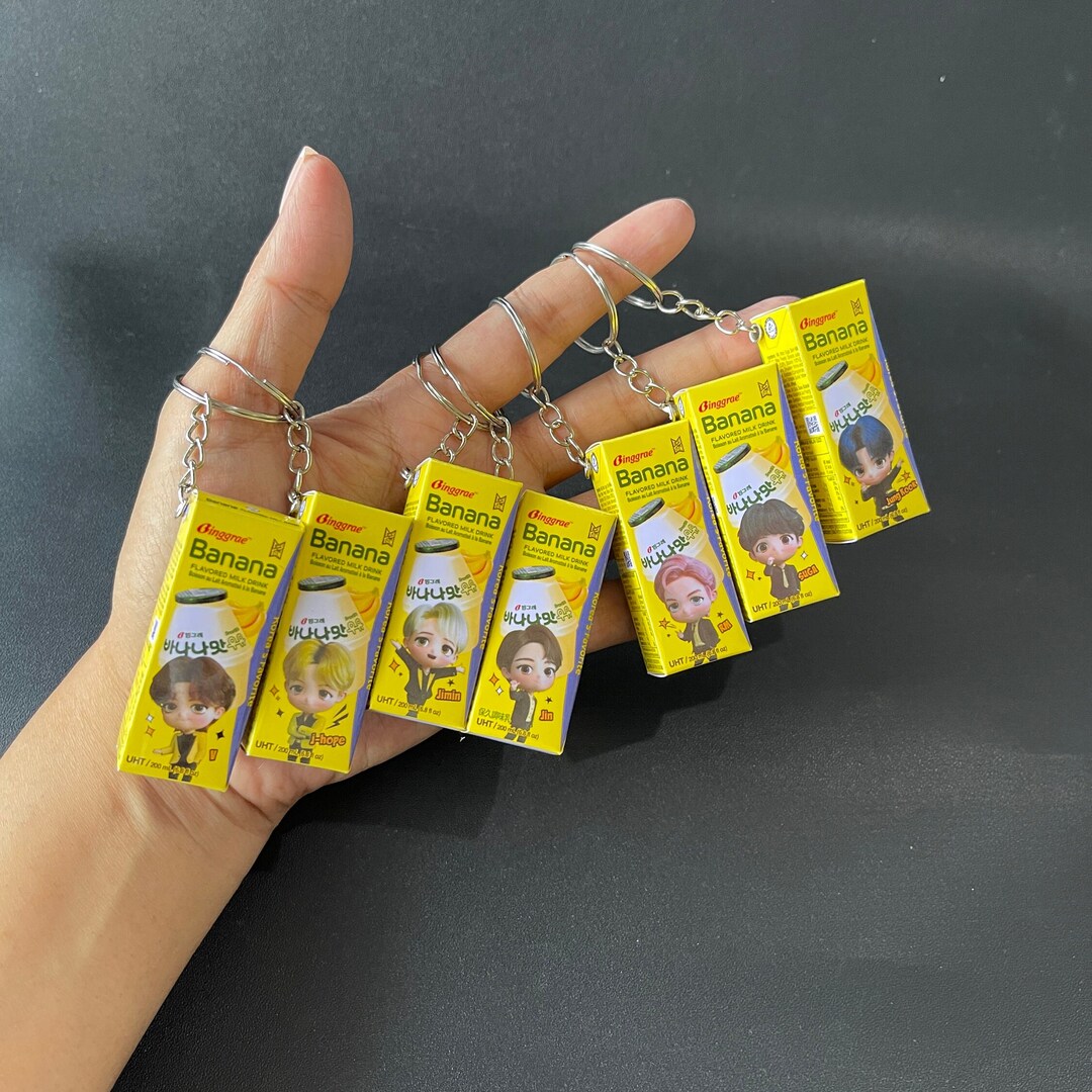 Miniature B.T.S Binggrae Banana Milk Key Chain - Etsy
