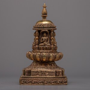 Tibetan Copper Stupa for Altar | Handcraft Buddhist Shrine | Religious ...