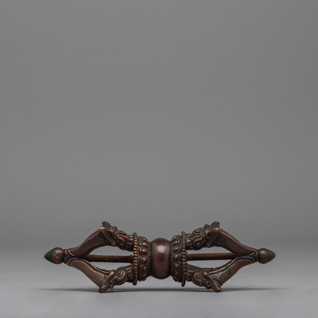 Buddhist Ritual Oxidized Copper Vajra Dorje | Symbol of Wisdom and ...
