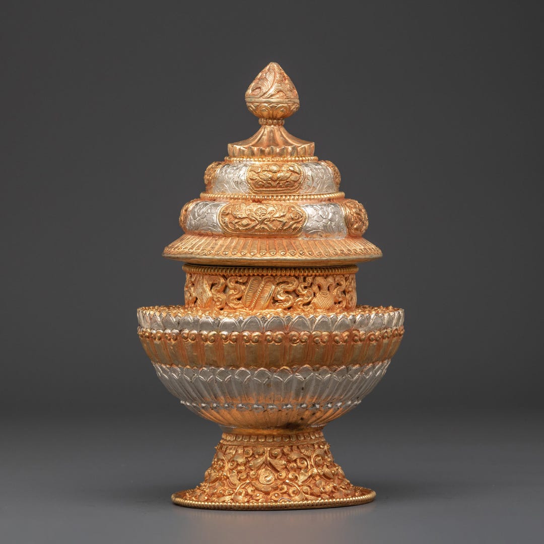 Himalayan Handcrafted Rice Pot | Traditional Copper, Gold & Silver ...