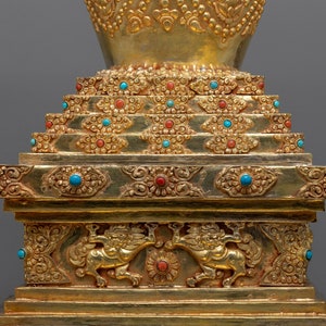 Gold Plated Buddhist Chaitya Stupa for Spiritual Wisdom & Enlightenment ...