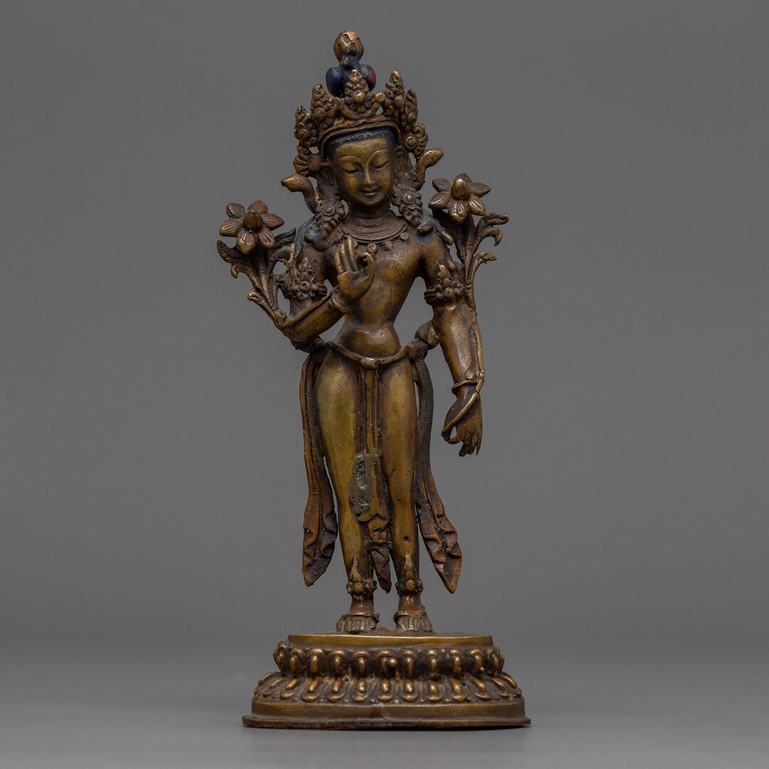 Tibetan Buddhist Savior Idol Standing Green Tara Statue | Goddess ...