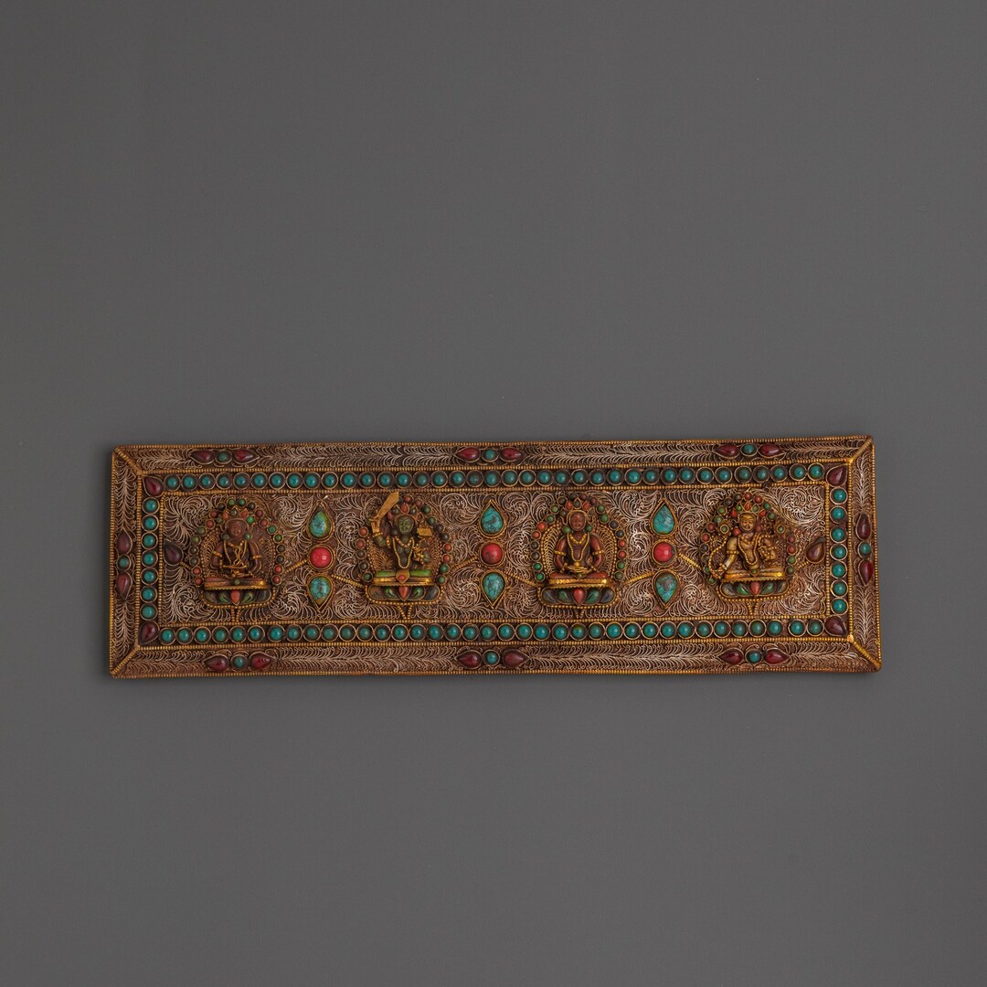 Handcrafted Copper & Gold Buddhist Book Cover: Manjushri, Amitabha ...