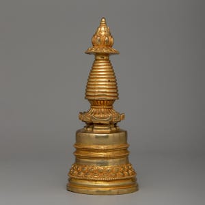 Handcrafted Gold Plated Copper Stupa for Altar | 18cm Buddhist Shrine ...