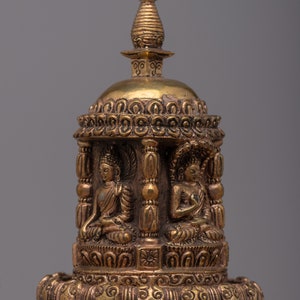 Tibetan Copper Stupa for Altar | Handcraft Buddhist Shrine | Religious ...
