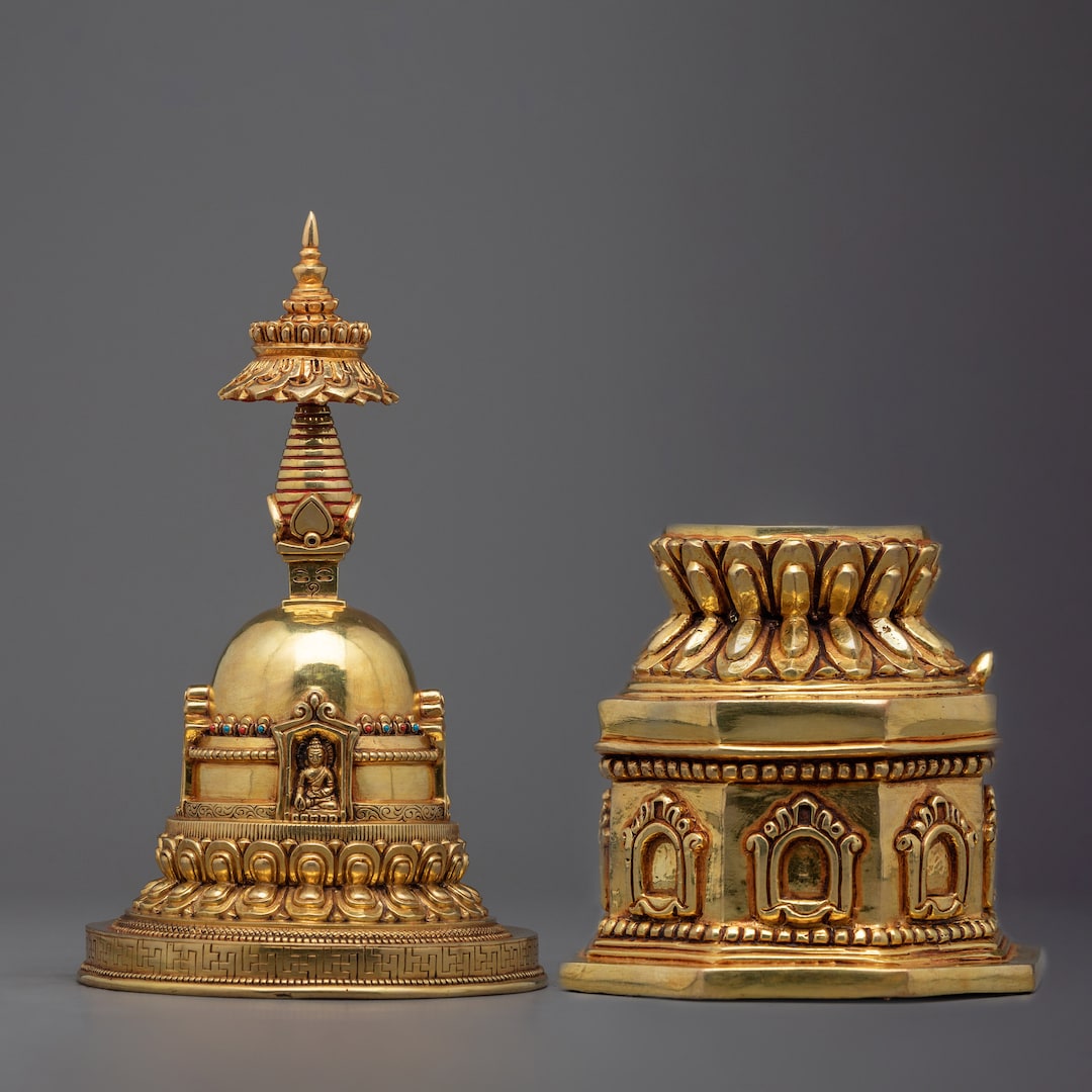 Beautiful Tibetan Stupa Buddhist Statue of Buddhas High Quality Gold ...