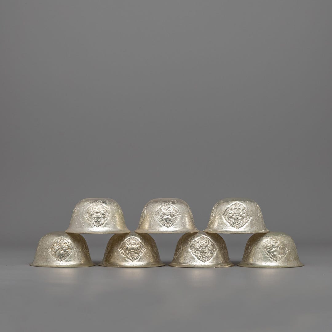 Silver-plated Water Offering Bowls | Handcrafted Silver Ritual Water ...