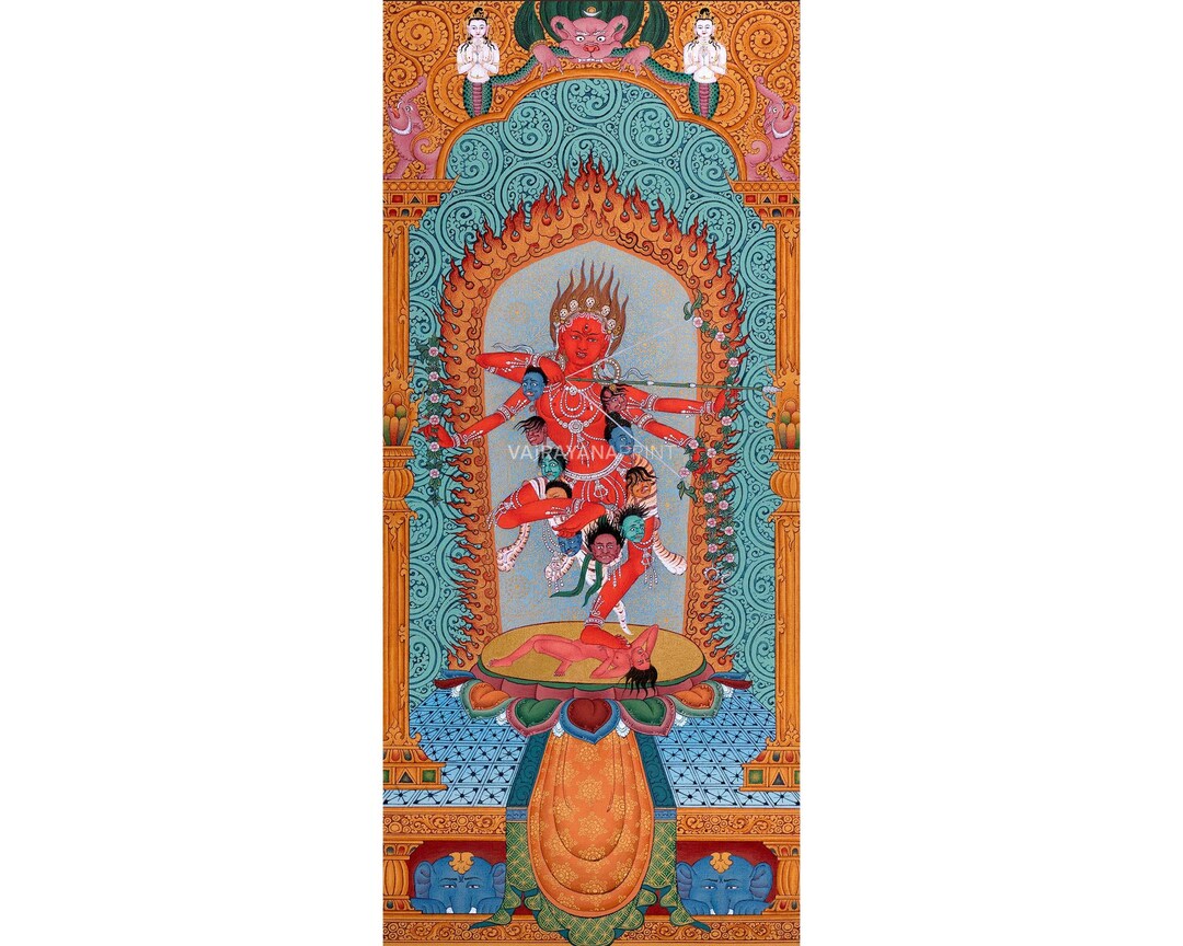 Kurukulla: Traditional Thangka Print Goddess of Desire Kurukulla ...