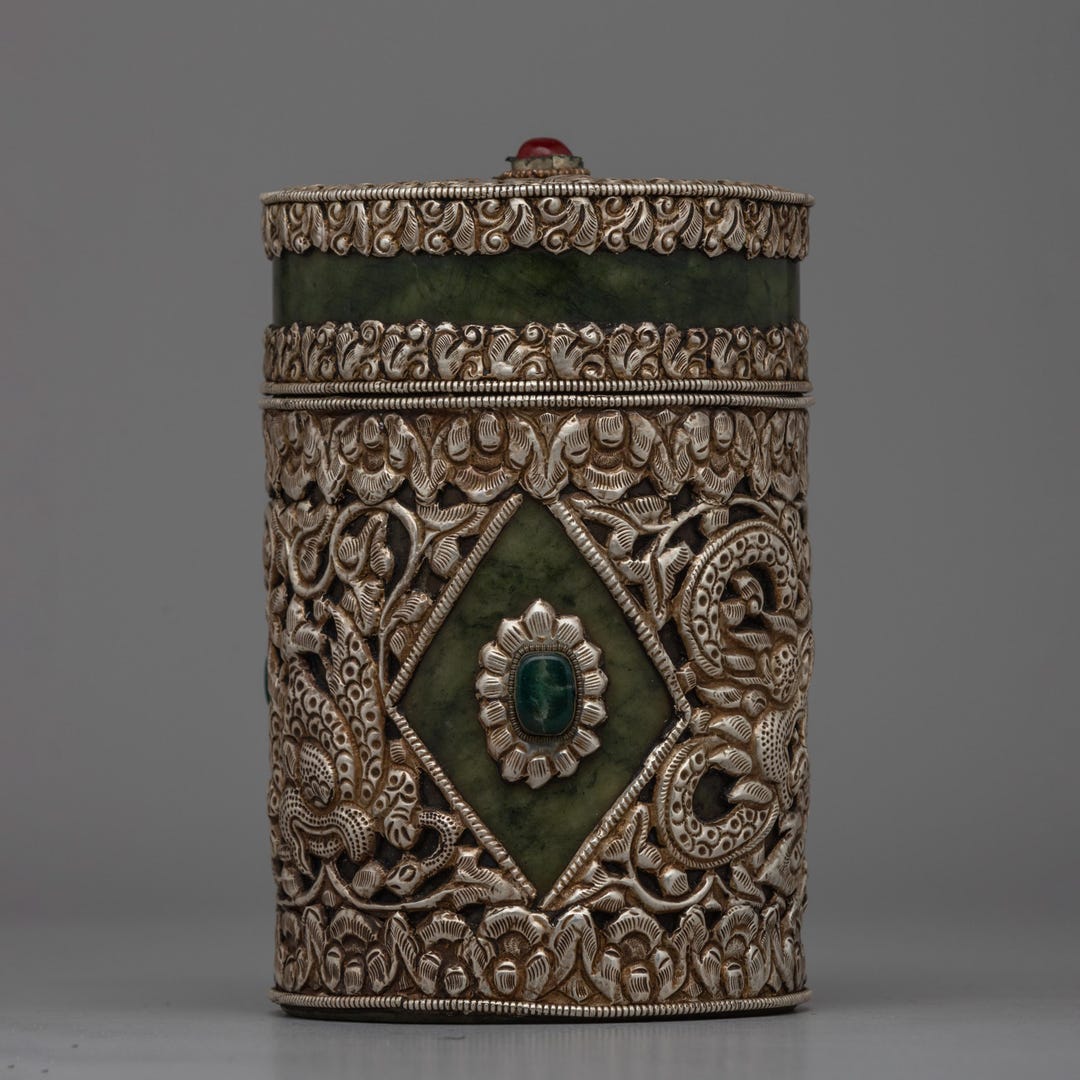 Circular Box Decorated | Tibetan Pure Silver Box | Desktop, Home ...