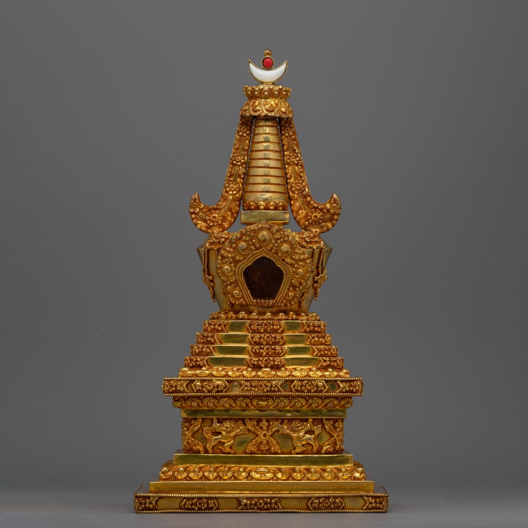 Buddhist Ritual Tibetan Stupa With Exquisite Precious Gem Stone ...