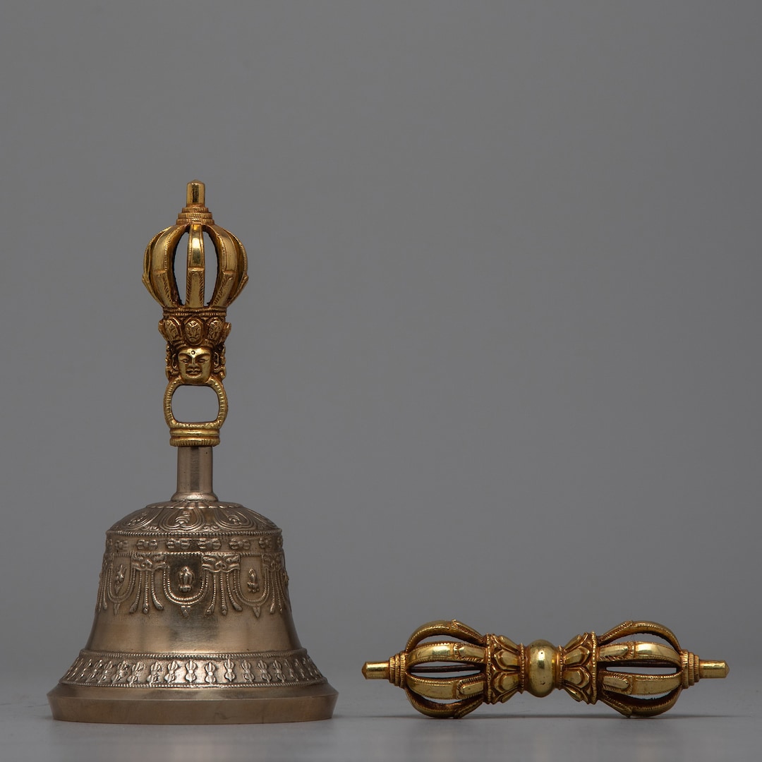 Buddhist Vajra & Bell | Tibetan Dorje and Drilbu | Handcarved Ritual ...