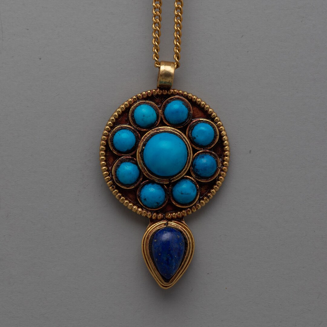 Turquoise Gemstone Pendant | Traditional Buddhist Amulet | Embrace ...