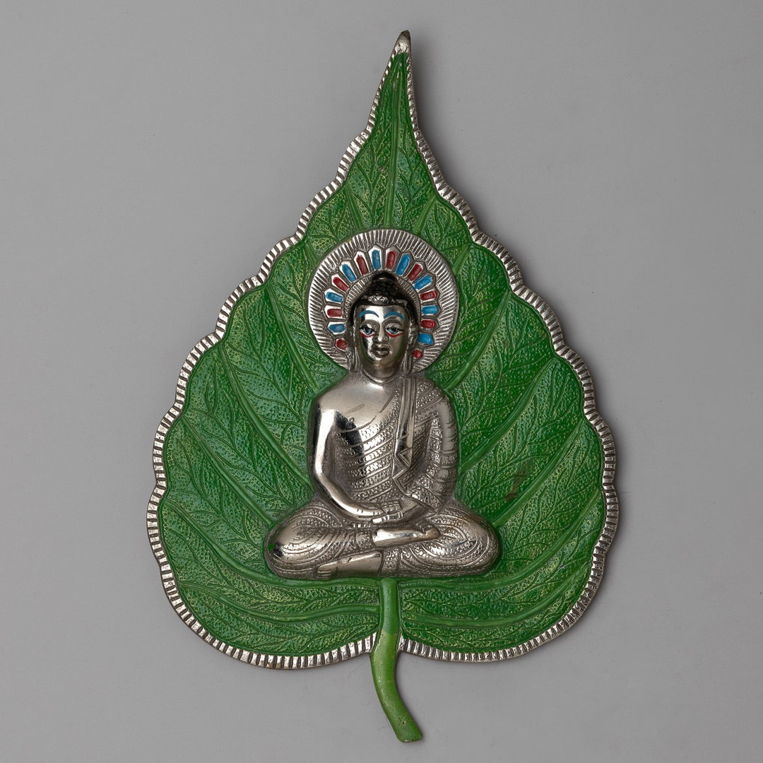 Amitabha Buddha Leaf Metal Wall Hanging Silver Plated Buddha Leaf ...