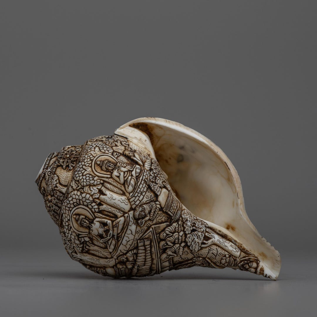 Traditional Tibetan Sankha | Intricately Detailed Conch Shell for ...